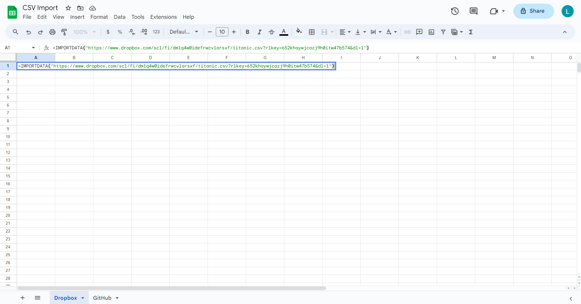 How to import a CSV from Dropbox or GitHub into Google Sheets | Shedload Of Code